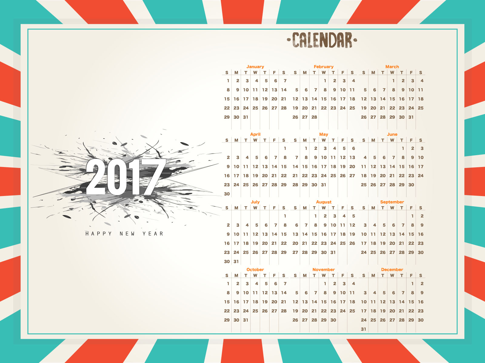 2017 Calendar Backgrounds for Powerpoint Templates - PPT Backgrounds