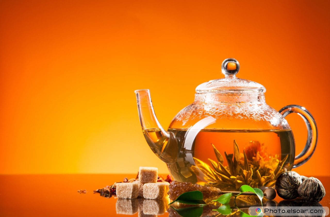 Blooming Tea On Orange Backgrounds for Powerpoint Templates - PPT ...