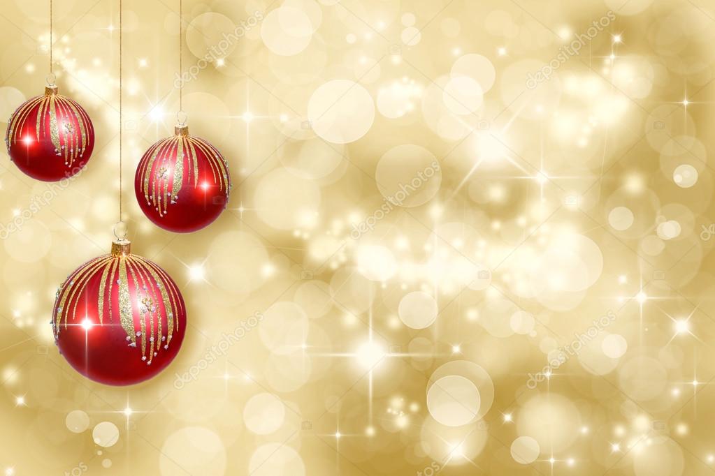 Christmas Ornaments On A Gold Template Backgrounds for Powerpoint ...
