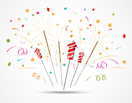 Firecracker With Fireworks Popping On White Stock Photos Picture ...