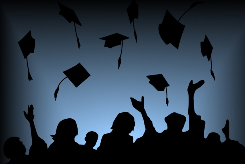 Fly Hat Graduation Backgrounds for Powerpoint Templates - PPT Backgrounds