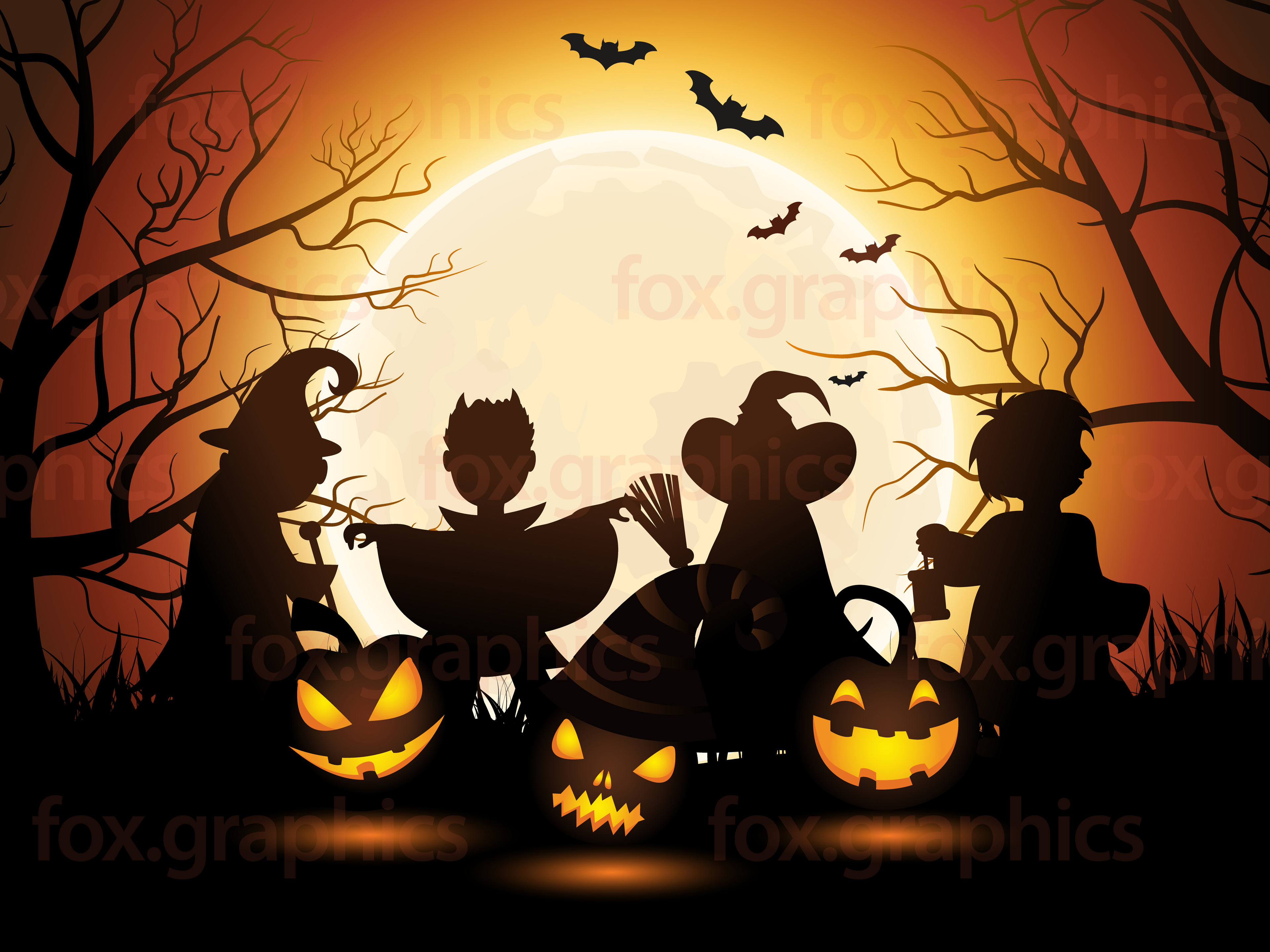 Halloween Clip Art Backgrounds for Powerpoint Templates - PPT Backgrounds