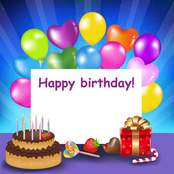 Happy Birthday With Cake and Balloons Slides Backgrounds for Powerpoint ...