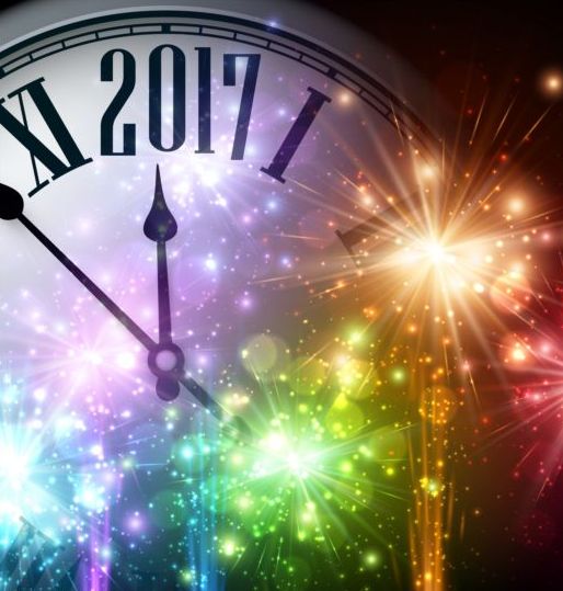 New Year With Spheres Clock Vector Template Backgrounds for Powerpoint ...