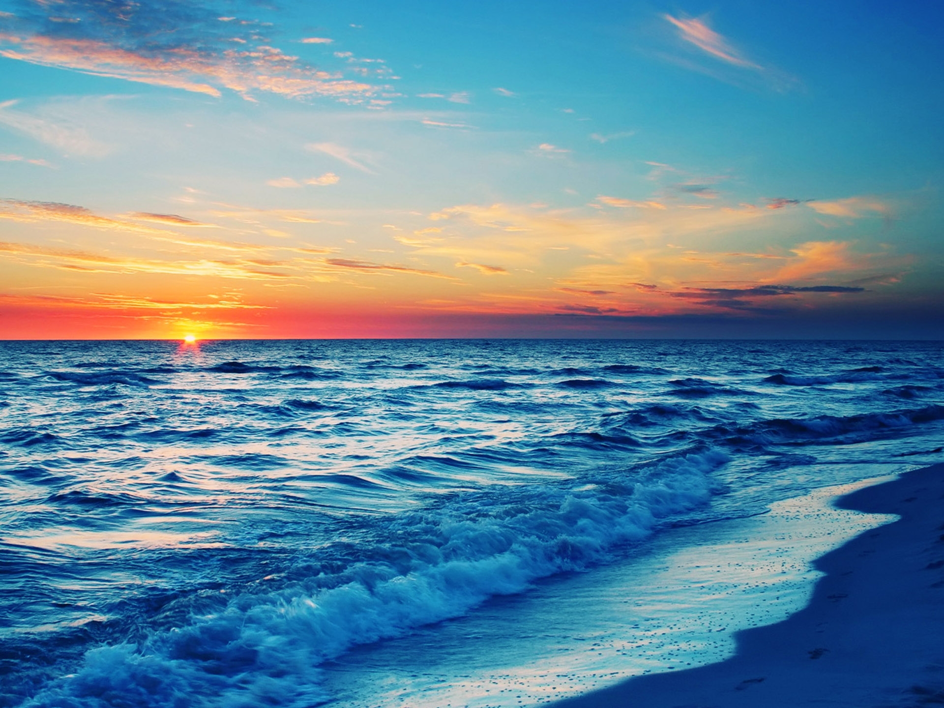 Ocean Sunset Art Backgrounds for Powerpoint Templates - PPT Backgrounds