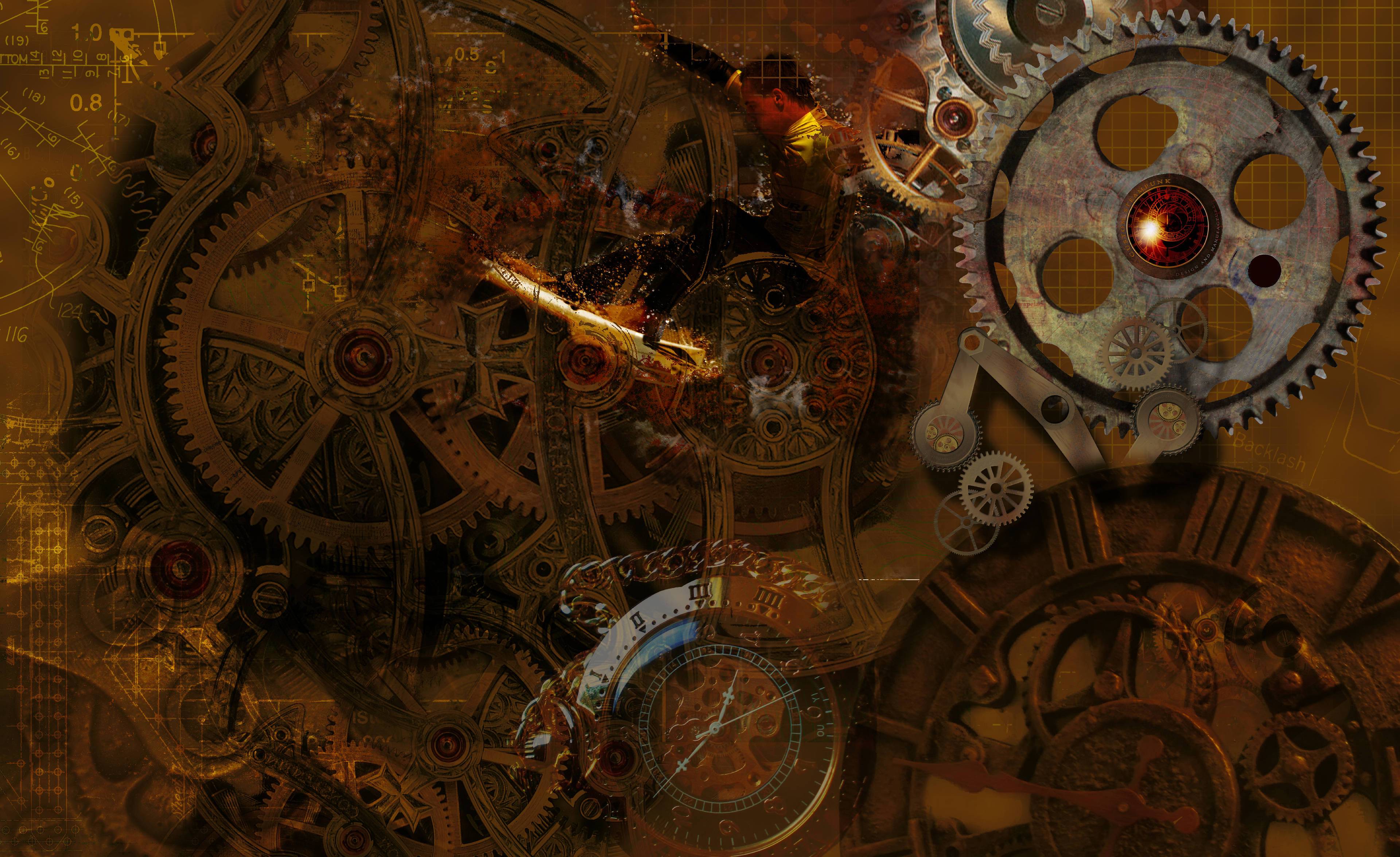Steampunk Gears Desktop Frame Backgrounds for Powerpoint Templates ...