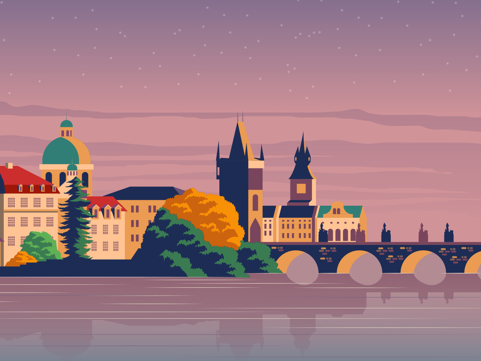 Sunset City Backgrounds for Powerpoint Templates - PPT Backgrounds