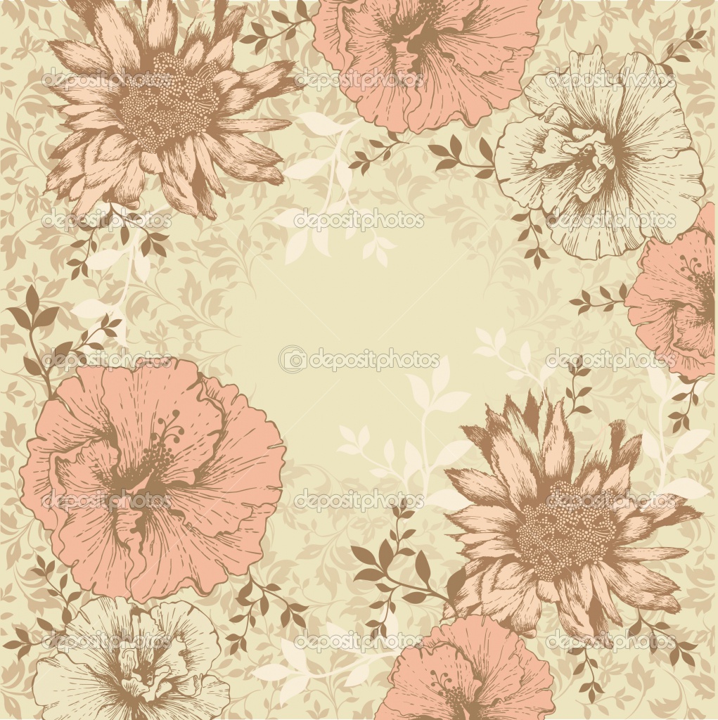 Vintage Floral Picture Design Backgrounds for Powerpoint Templates ...